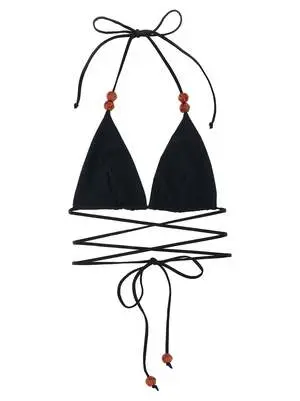 Magda Butrym Re 26 Triangle Bikini Top With Beaded Details - Black