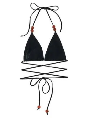 Magda Butrym Re 26 Triangle Bikini Top With Beaded Details - Black