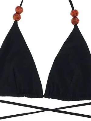 Magda Butrym Re 26 Triangle Bikini Top With Beaded Details - Black