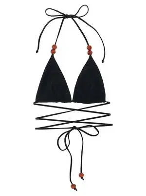 Magda Butrym Re 26 Triangle Bikini Top With Beaded Details - Black
