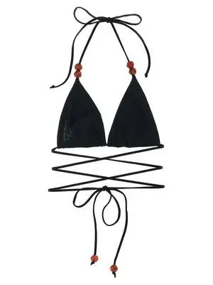 Magda Butrym Re 26 Triangle Bikini Top With Beaded Details - Black