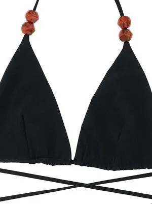 Magda Butrym Re 26 Triangle Bikini Top With Beaded Details - Black