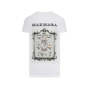 Max Mara Cotton Graphic Print Crewneck Short Sleeve T-shirt - White