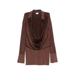 Andamane The Attico Long Sleeve Draped Front Mini Dress