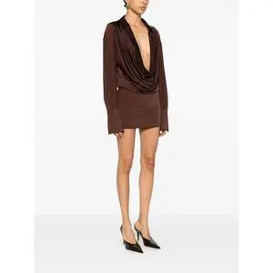 Andamane The Attico Long Sleeve Draped Front Mini Dress