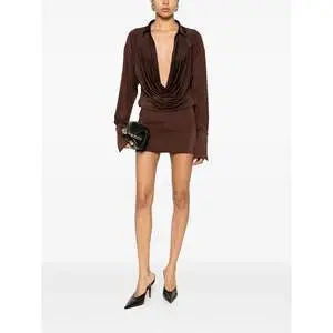Andamane The Attico Long Sleeve Draped Front Mini Dress