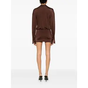 Andamane The Attico Long Sleeve Draped Front Mini Dress