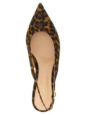 GIANVITO ROSSI Robbie Leopard Print Suede Slingbacks