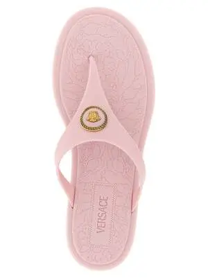 Versace Alia Flat Sandals With Medusa Hardware - Pink