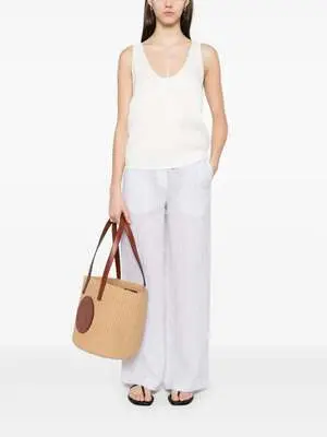 Peserico Striped Linen Wide Leg Pants - Multicolor
