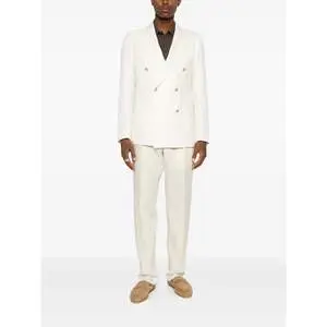 Tagliatore Double-breasted Peak Lapel Blazer - Cream