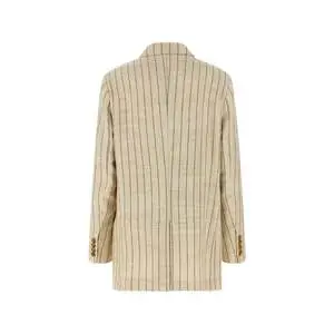BLAZÉ MILANO Beige Striped Double-breasted Blazer