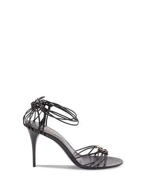 Saint Laurent Black Lambskin Babylone Sandals