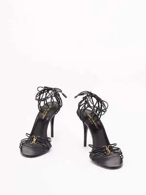 Saint Laurent Black Lambskin Babylone Sandals