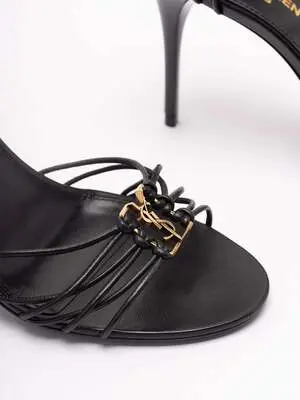 Saint Laurent Black Lambskin Babylone Sandals