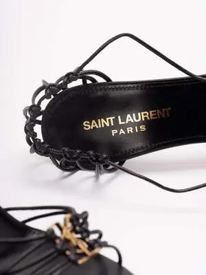 Saint Laurent Black Lambskin Babylone Sandals