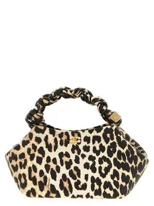 GANNI Small Bou Bag Leopard Print Handbag - Brown