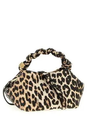 GANNI Small Bou Bag Leopard Print Handbag - Brown