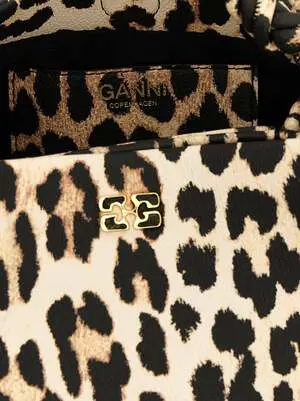 GANNI Small Bou Bag Leopard Print Handbag - Brown