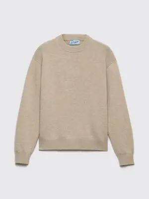 Prada PRADA Recycled Cashmere Crew Neck Sweater Cream