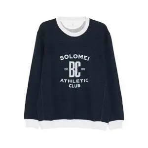 Brunello Cucinelli Graphic Print Cotton & Linen Sweatshirt - Blue