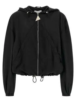 Attico Overdyed Nylon Hooded Bomber Jacket - Black