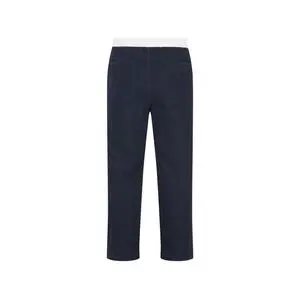 Brunello Cucinelli Navy Cotton And Linen Blend Trousers