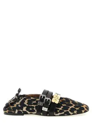 GANNI Sue Triple Ballet Flats In Leopard Print - Multicolor