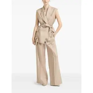 Brunello Cucinelli Sleeveless Belted Vest - Cream