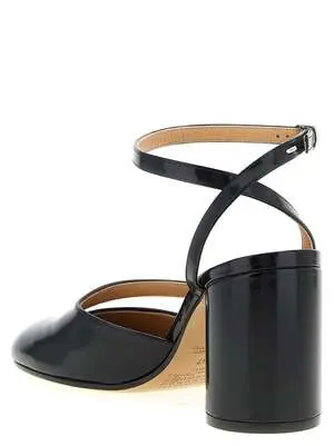 MAISON MARGIELA Tabi Calfskin Leather Sandals With Buckle - Black
