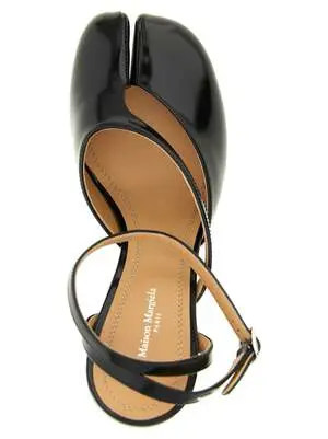 MAISON MARGIELA Tabi Calfskin Leather Sandals With Buckle - Black