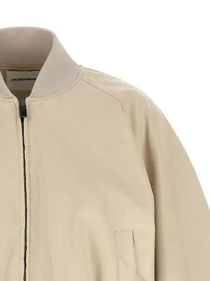 Andamane Sierra Bomber Jacket In Grainy Leather-effect Fabric - Cream