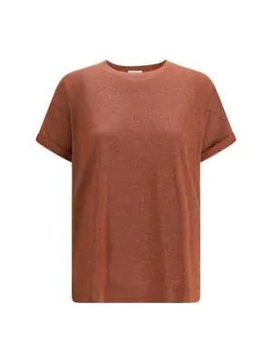 Brunello Cucinelli Glitter Effect Cashmere T-shirt - Red