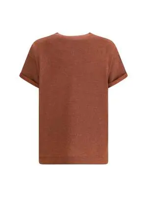 Brunello Cucinelli Glitter Effect Cashmere T-shirt - Red