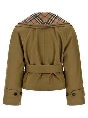 Burberry Carlton Waxed Cotton Jacket With Detachable Quilted Shawl