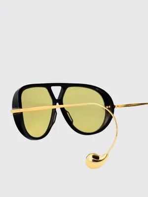 Bottega Veneta Aviator Sunglasses With Gold Tone Accents - Black