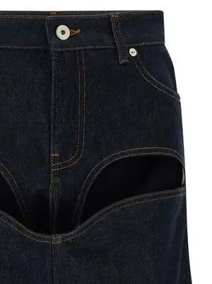 JEAN PAUL GAULTIER Denim Mini Skirt With Cutouts - Blue
