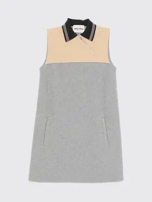 Miu Miu Sleeveless Collared Dress With Contrast Panel - Gray