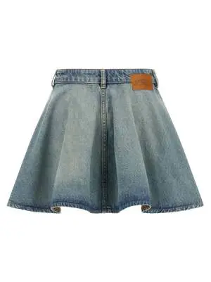 GANNI Tint Rigid Denim Mini Skirt With Contrast Stitching