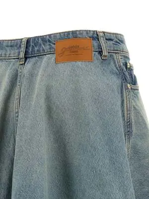 GANNI Tint Rigid Denim Mini Skirt With Contrast Stitching