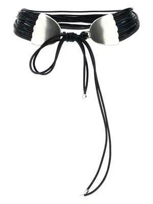 Isabel Marant Étoile Brandy Lambskin Belt With Silver Brass Detail - Black