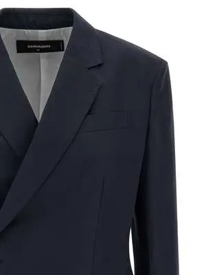 Dsquared2 Double-breasted Cotton Gabardine Blazer - Blue