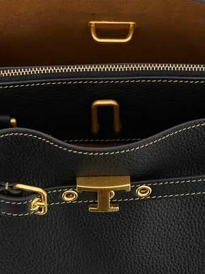 TOD'S Tim Mini Handbag In Hammered Calf Leather - Black