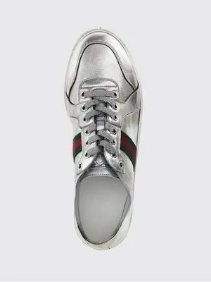 Gucci Lamb Leather Sneakers - Silver