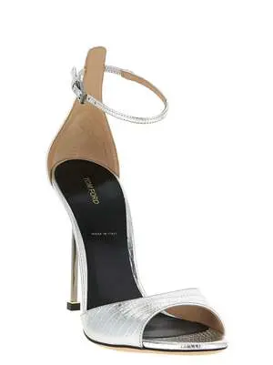 TOM FORD Tejus Snake Print Metallic Leather Stiletto Sandals