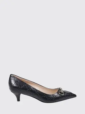 Gucci Embossed Leather Pumps With Horsebit Detail - Black