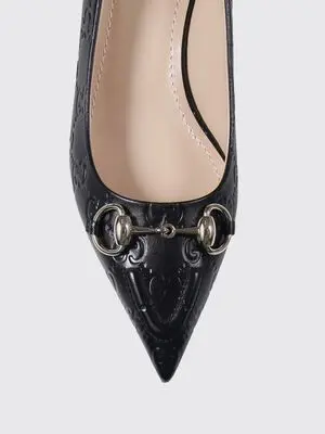Gucci Embossed Leather Pumps With Horsebit Detail