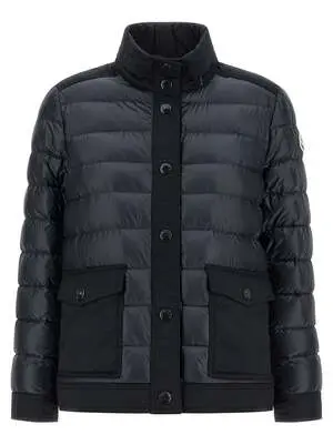 Moncler Origan Down Jacket With High Neck And Removable Hood - Blue