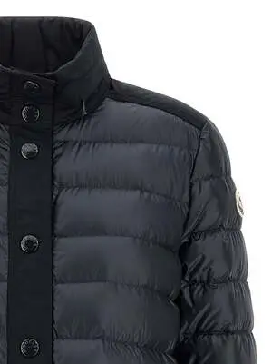Moncler Origan Down Jacket With High Neck And Removable Hood - Blue
