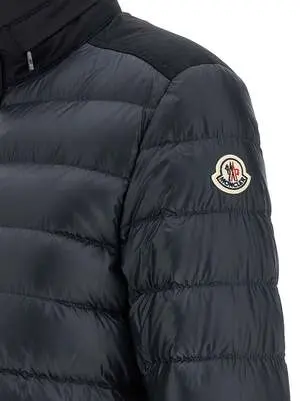 Moncler Origan Down Jacket With High Neck And Removable Hood - Blue